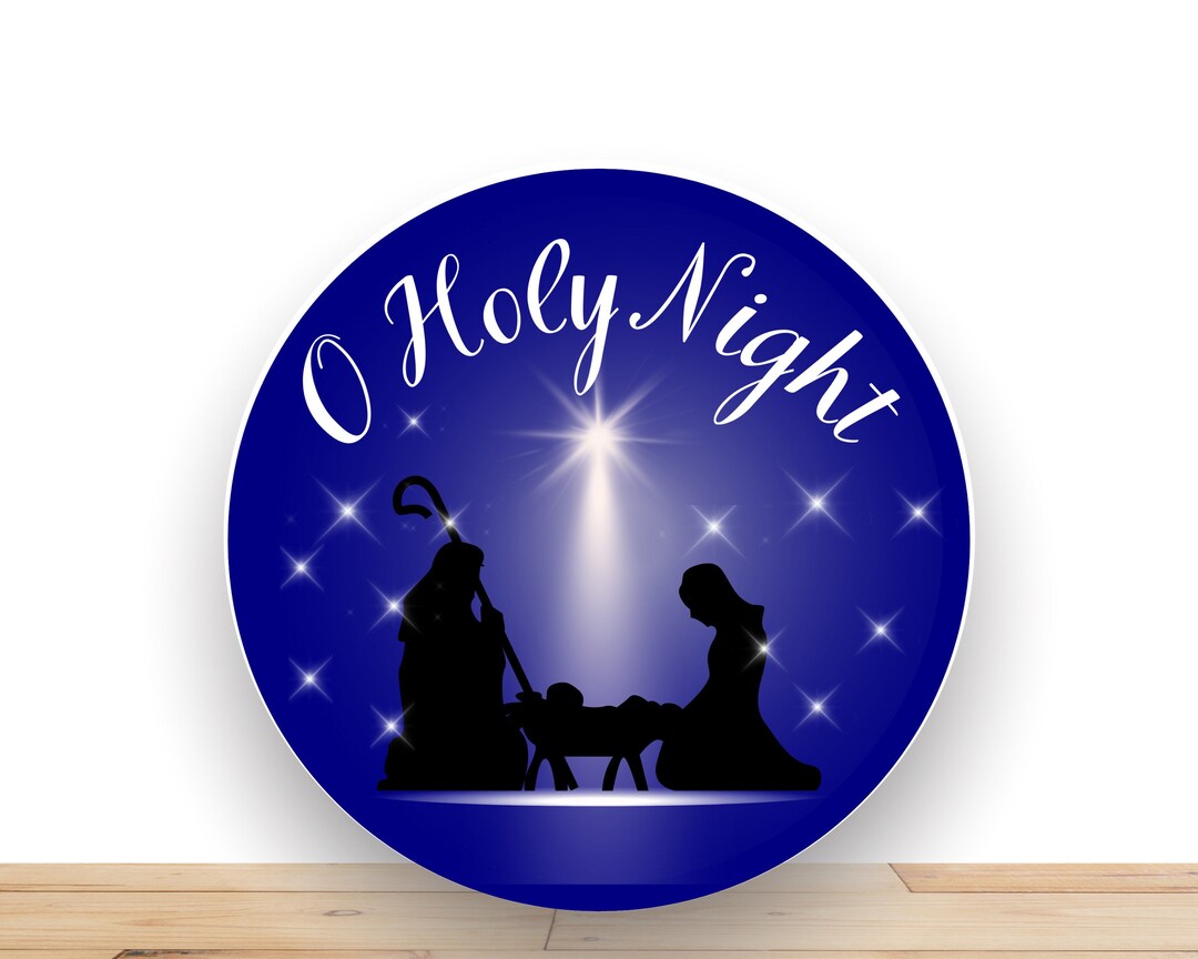 Christmas Wreath Sign, O Holy Night Sign, Round Metal Sign, Sign for ...