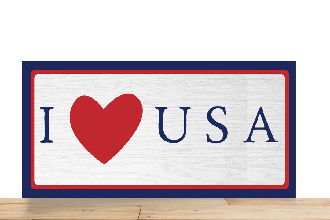 Patriotic Wreath Sign, I Love the USA Rectangle Metal Sign, Sign for ...