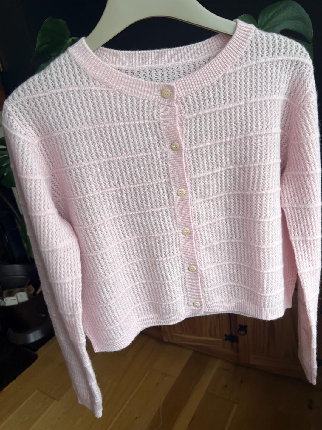 100% Cashmere Pink Cardigan – Light Pink Knit Sweater, Bust 110cm / 43 ...