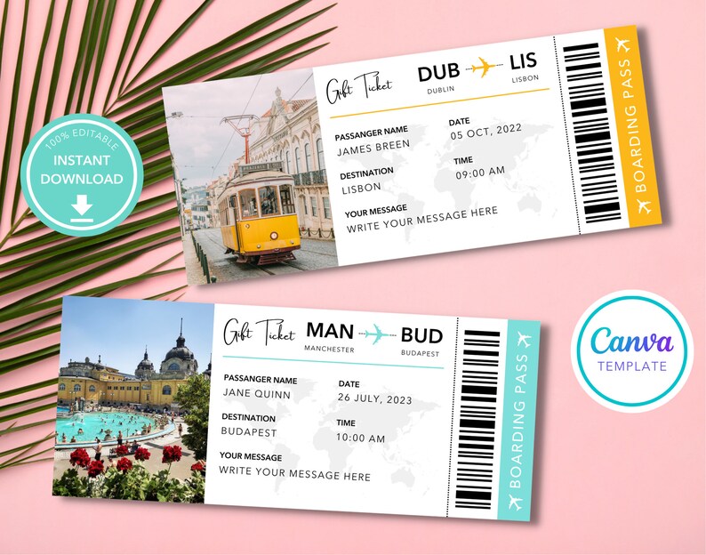 Editable Boarding Pass Template | Printable Plane Ticket | Surprise ...