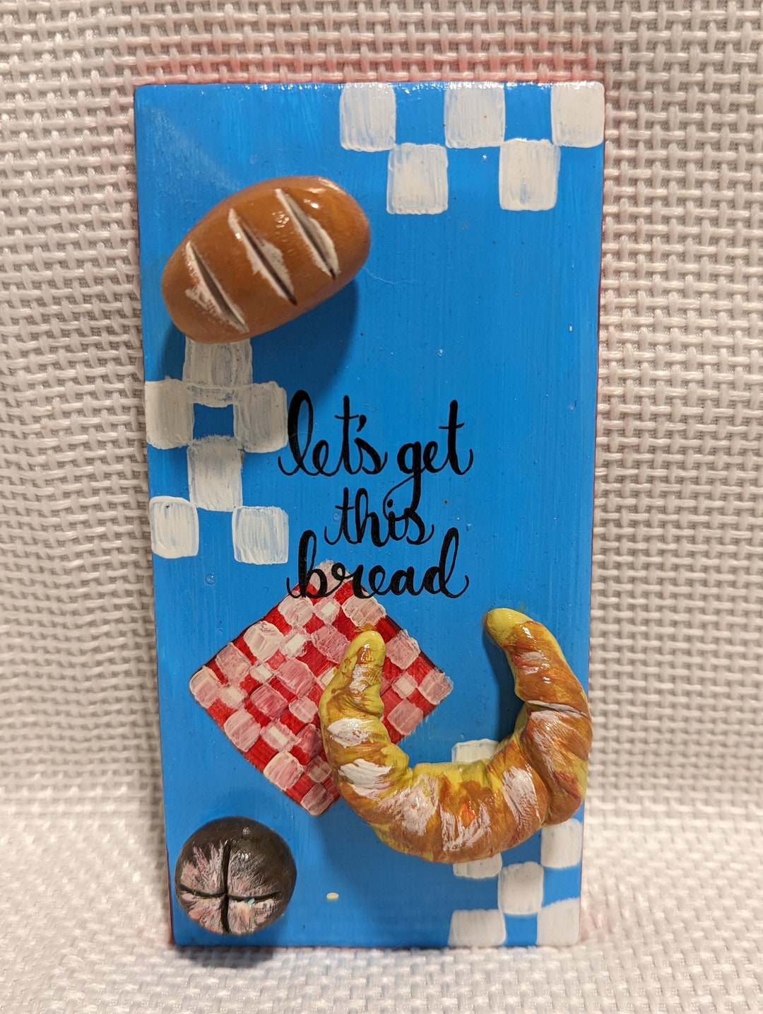 Hand Painted 3D Decorative Bread Tile - Wall or Fridge Decor - Unique ...