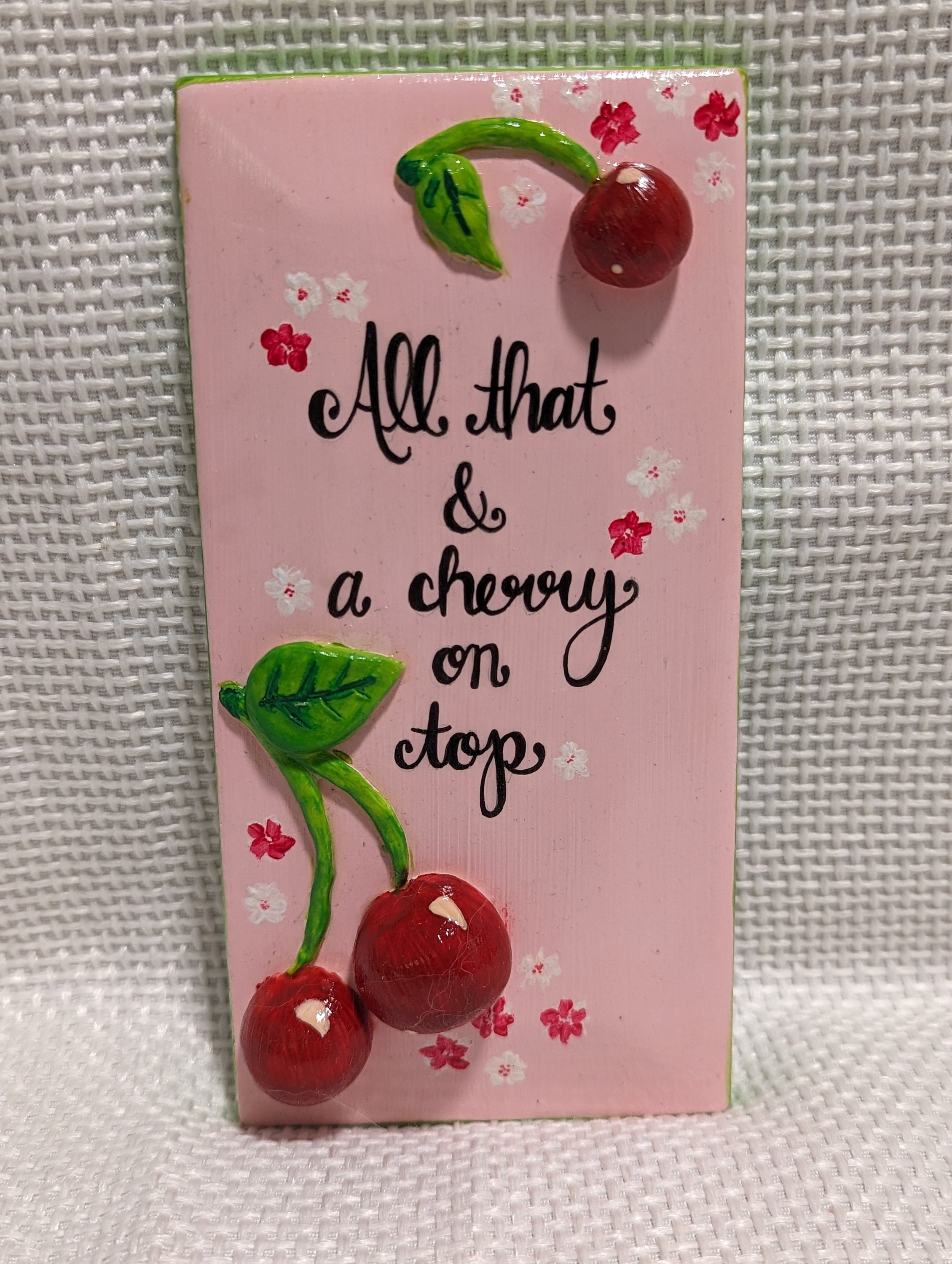 Hand Painted 3D Ceramic Cherries Tile - Wall or Fridge Decoration ...