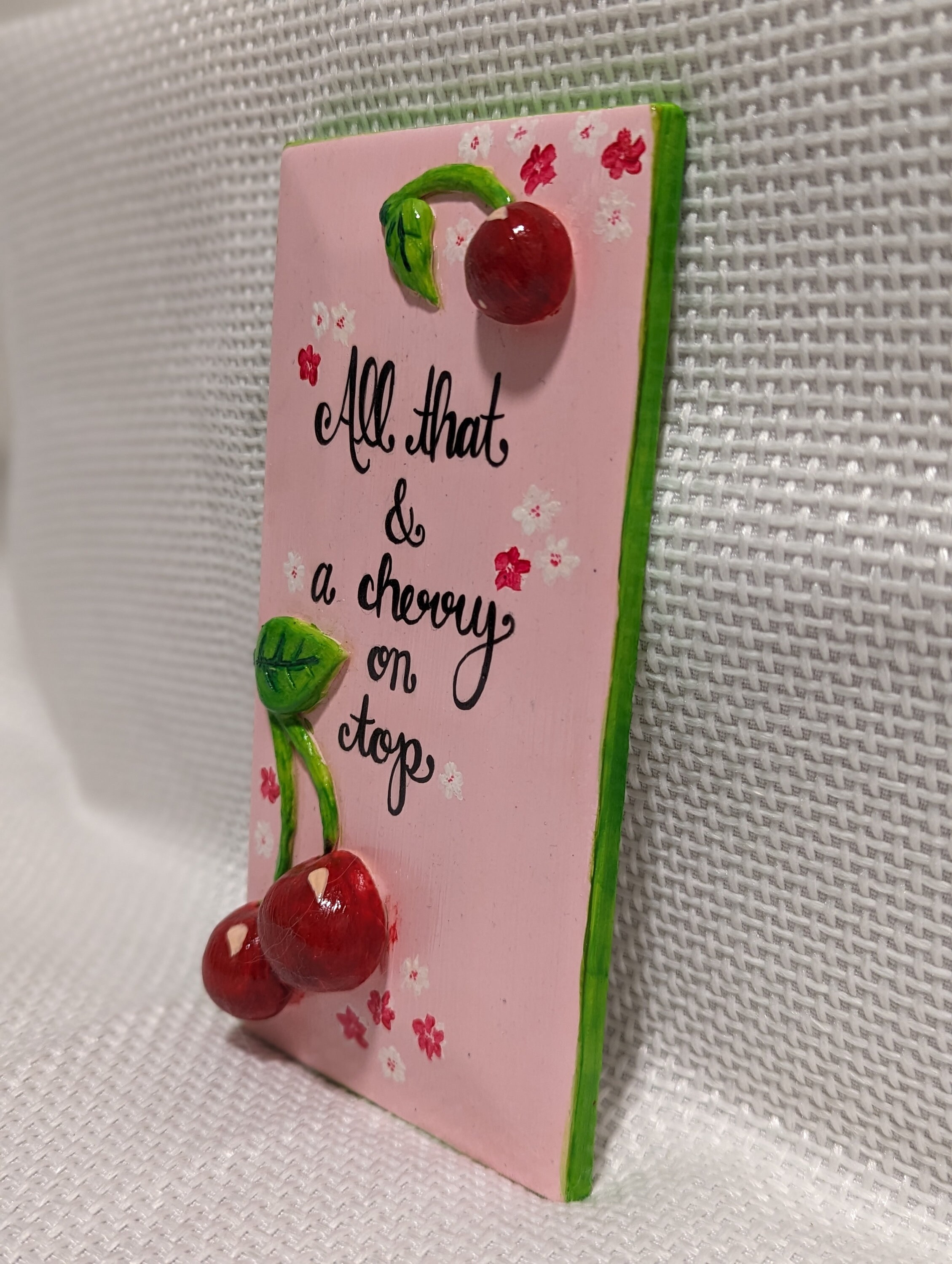 Hand Painted 3D Ceramic Cherries Tile - Wall or Fridge Decoration ...