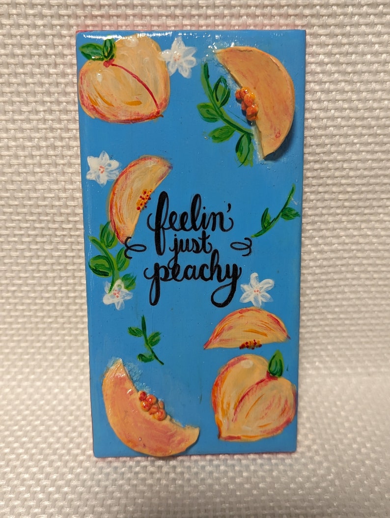 Hand Painted 3D Peaches Tile - Wall / Fridge Art - Unique Gift - Etsy