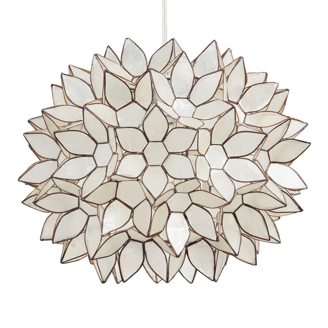 Natural White Capiz Shell/bronze Ceiling Pendant Light - Seaside ...
