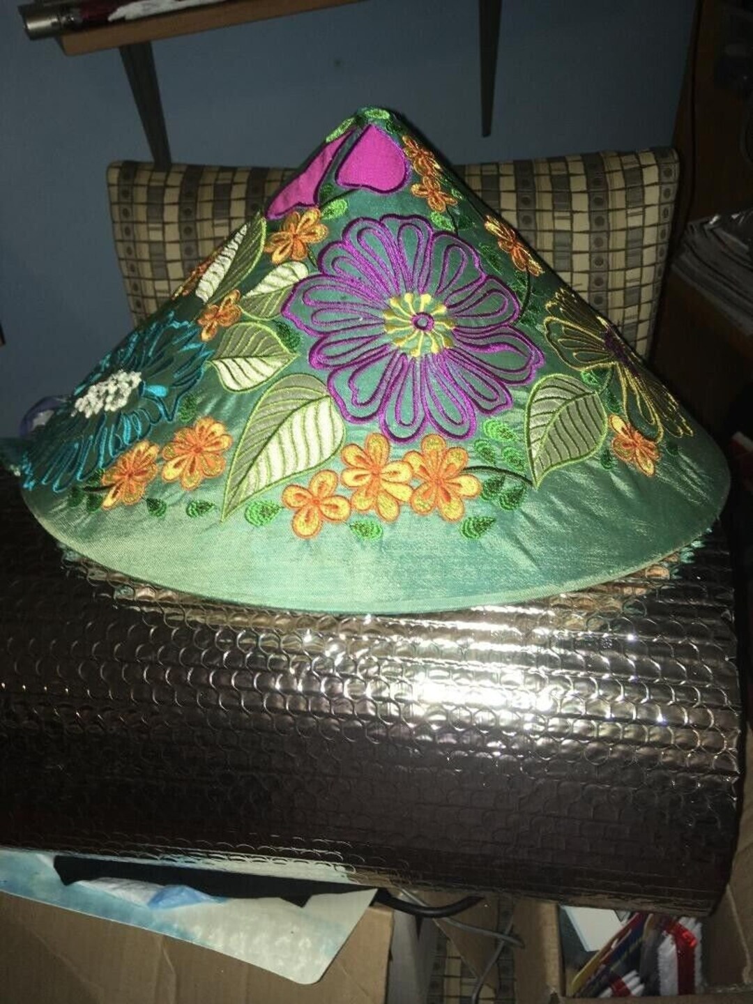 Antique Asian Conical Rice Paddy Hat Hand Embroidered - Etsy
