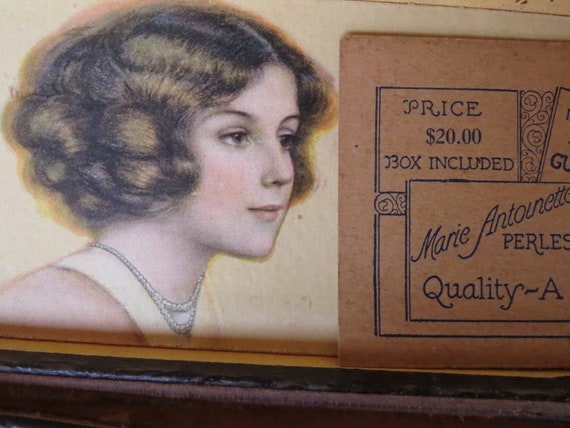 Antique Pearl Necklace Display Box with Original Label - Gem