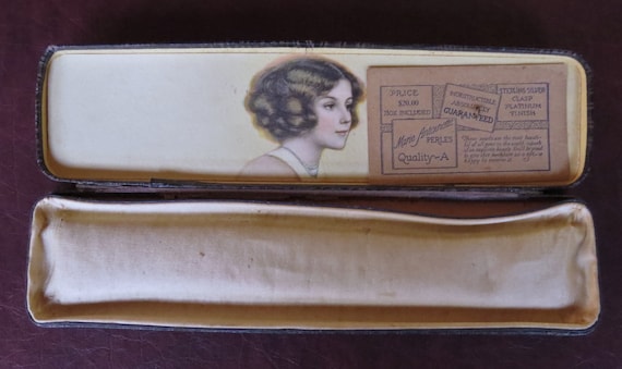 Antique Pearl Necklace Display Box with Original Label - Gem