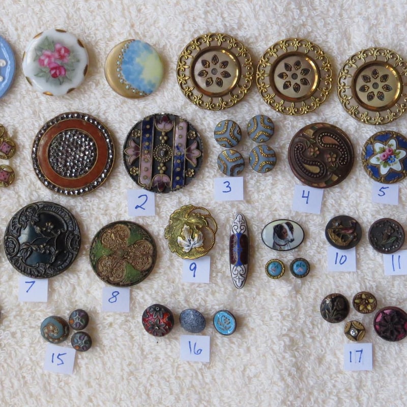 Antique Enamel Button - Etsy