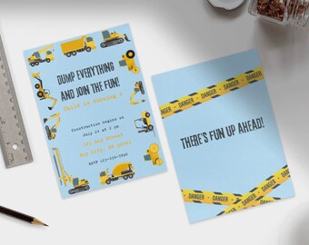 Truck Birthday Party Invitation Construction Theme Birthday Invite ...