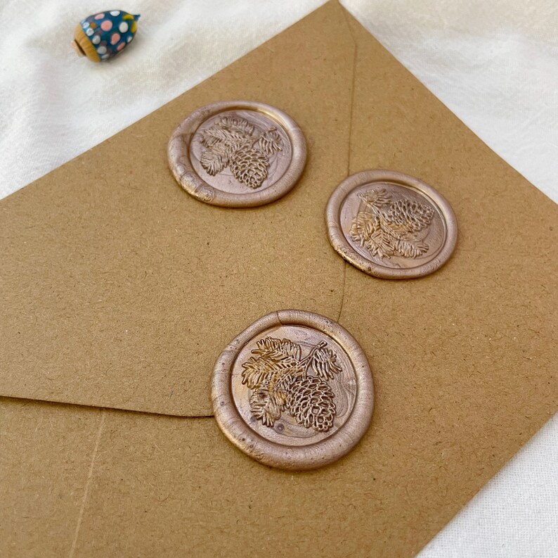 Fall Wedding Invitation Seal, Autumn Wax Seal Sticker, Pine Cone Wax ...