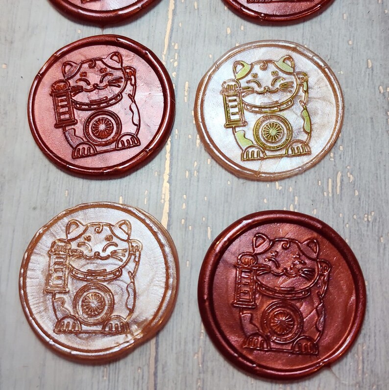 Lucky Cat Seal, Chinese Lucky Cat Wax Seal Sticker, Bullet Journal ...