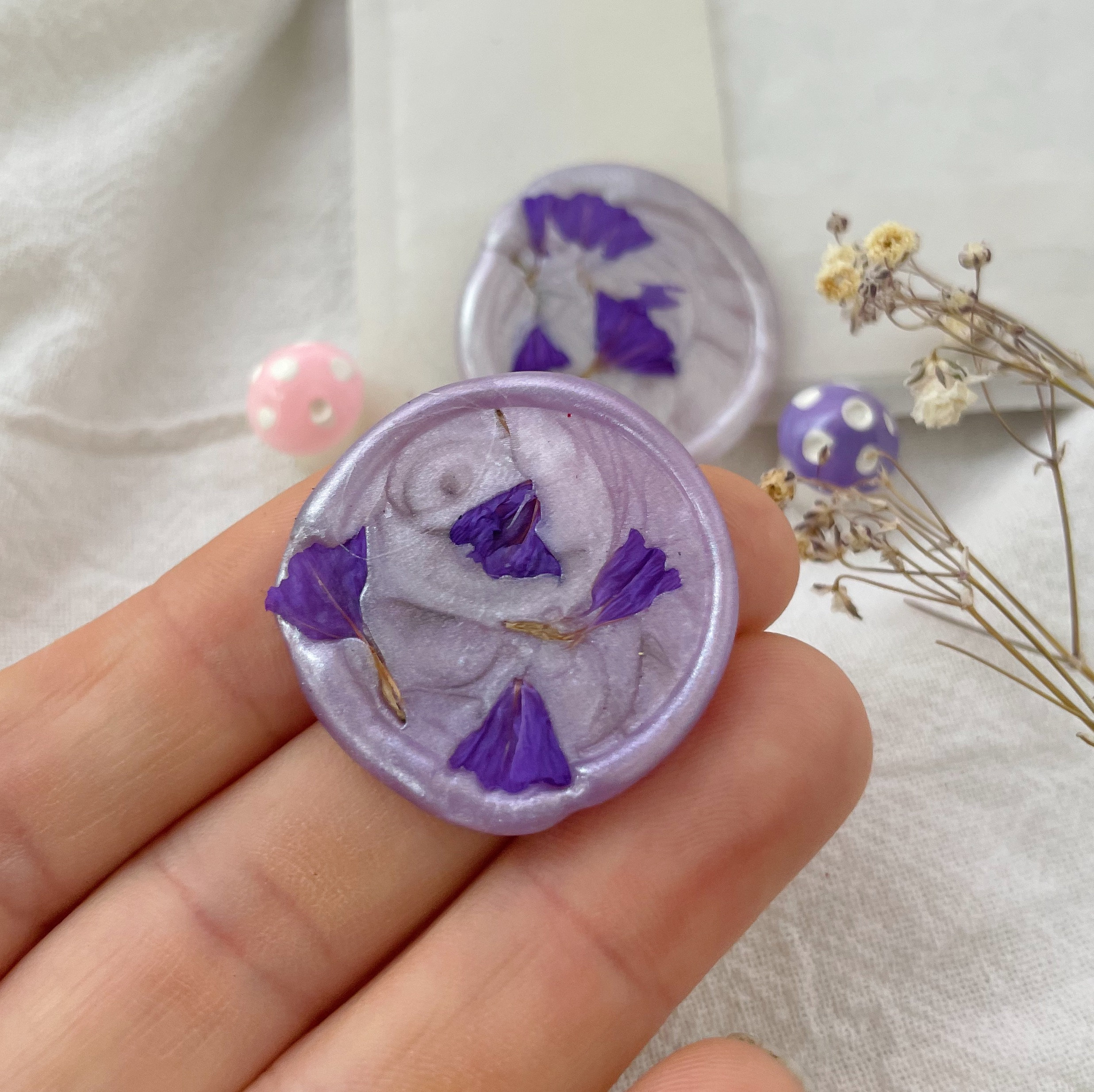 Wax Seal Stamp, Forget Me Not Wax Seal, Purple Flower Wax Seal, Purple ...