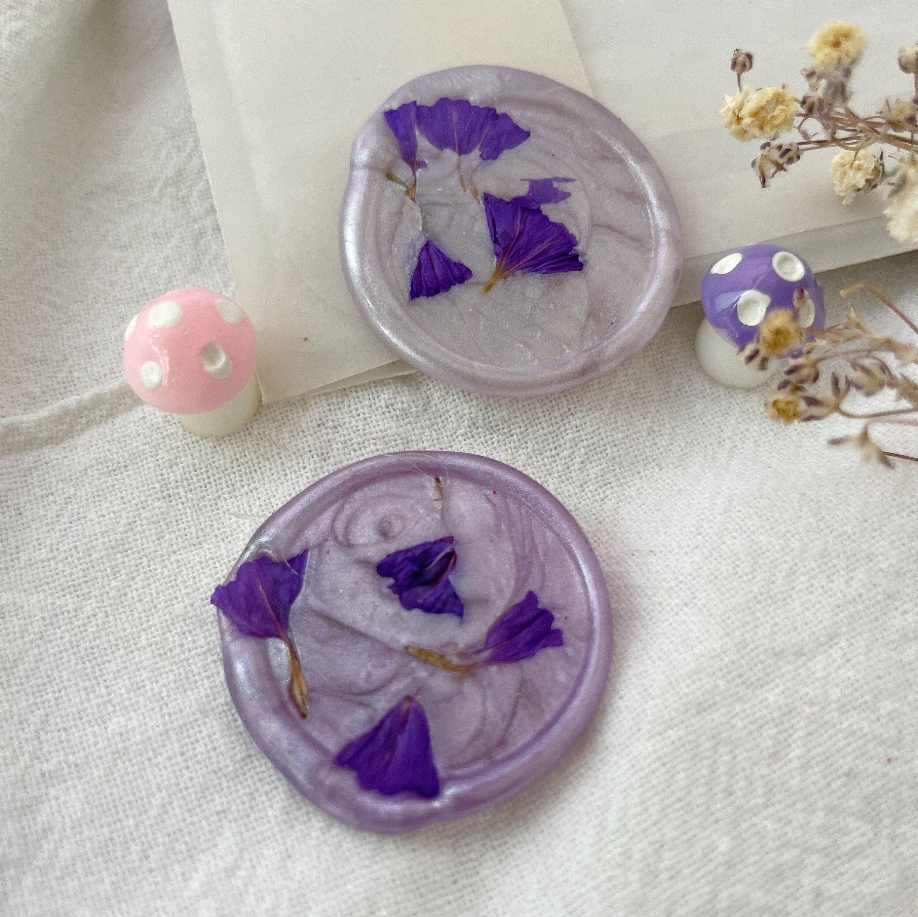 Wax Seal Stamp, Forget Me Not Wax Seal, Purple Flower Wax Seal, Purple ...