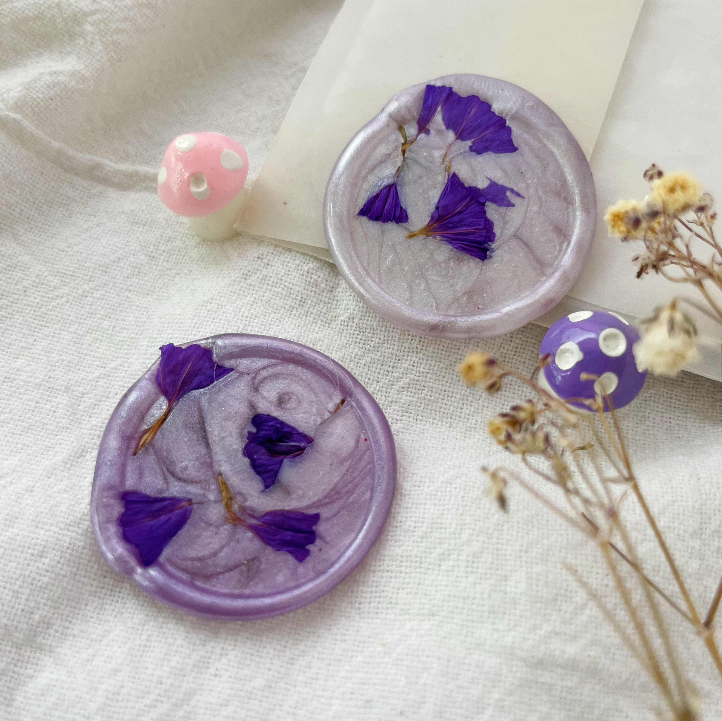 Wax Seal Stamp, Forget Me Not Wax Seal, Purple Flower Wax Seal, Purple ...