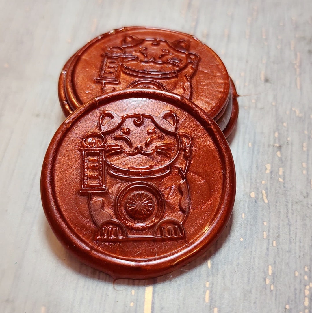 Lucky Cat Seal, Chinese Lucky Cat Wax Seal Sticker, Bullet Journal ...