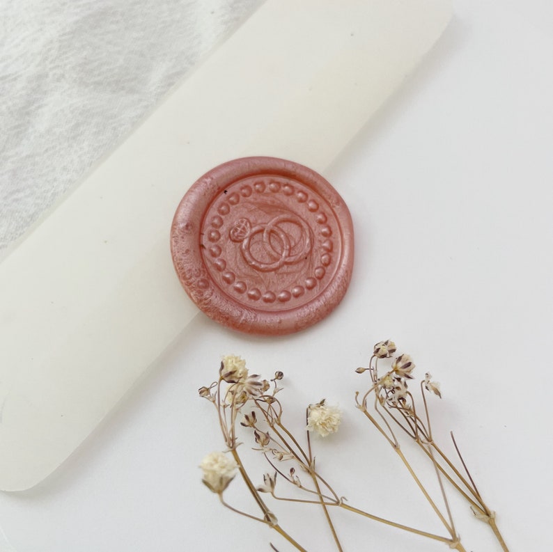 Wedding Invitation Seal, Blush Wedding Place Card, Rings Wax Seal Stamp ...