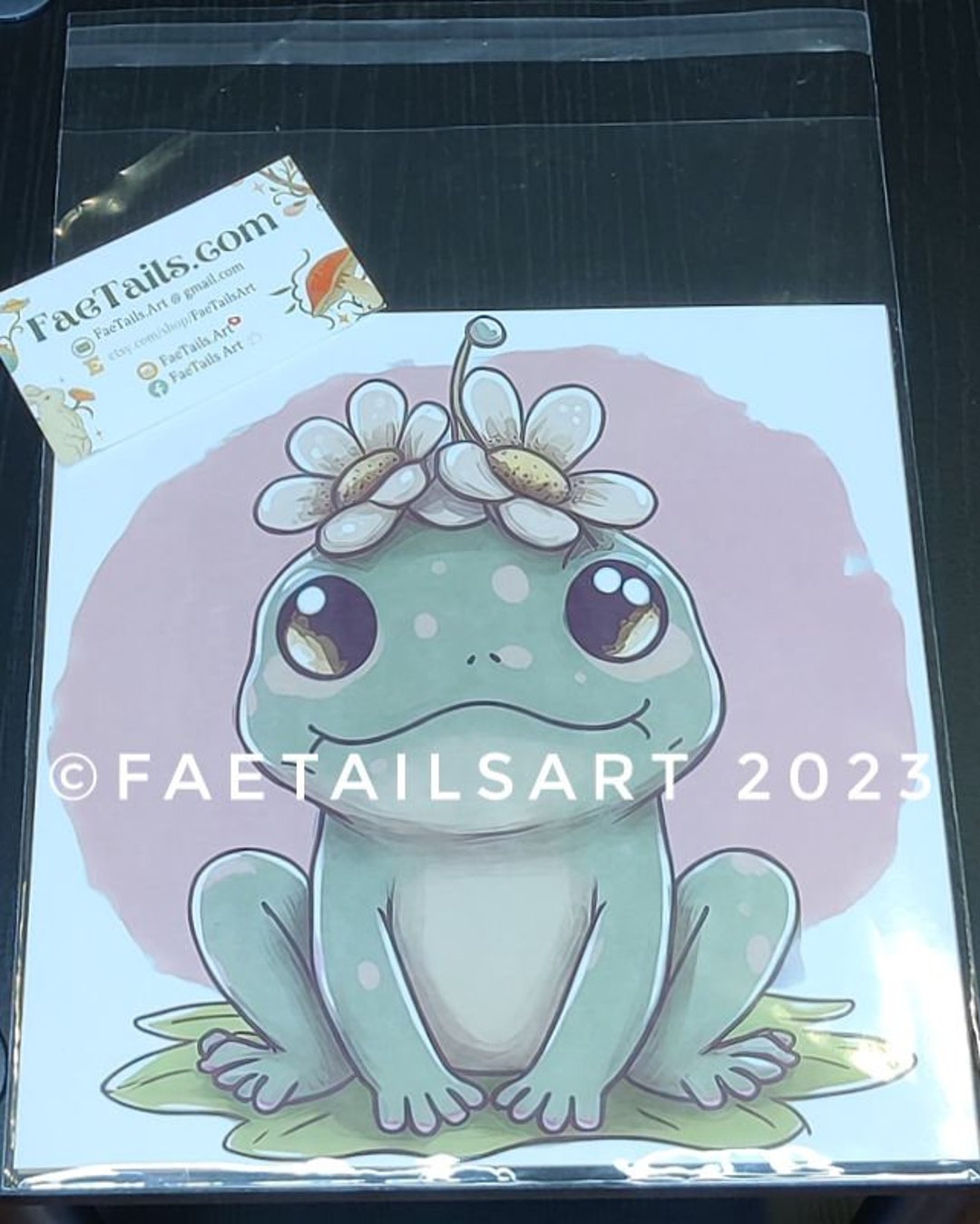 FROG ART PRINT: a Cute Frog Sitting on a Lily Pad, Wearing Adorable ...