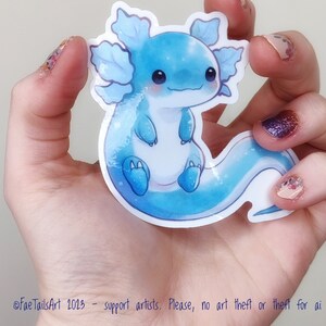 STICKER: 3'in Blue Kawaii Axolotl - Vinyl Waterproof Decal Sticker - Etsy