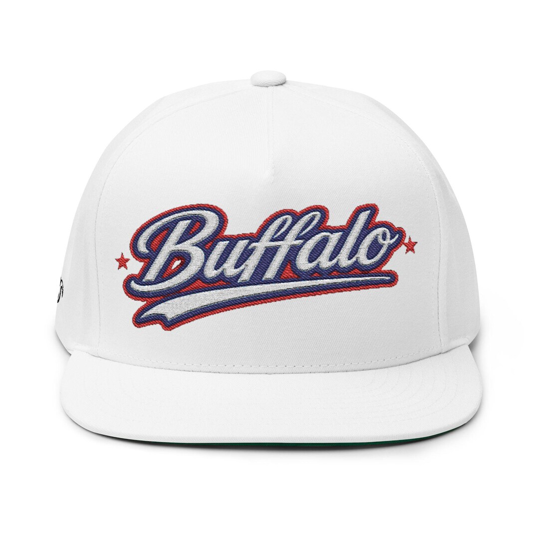 Buffalo Script Logo Flat Bill Cap | Embroidered Team Style - Etsy