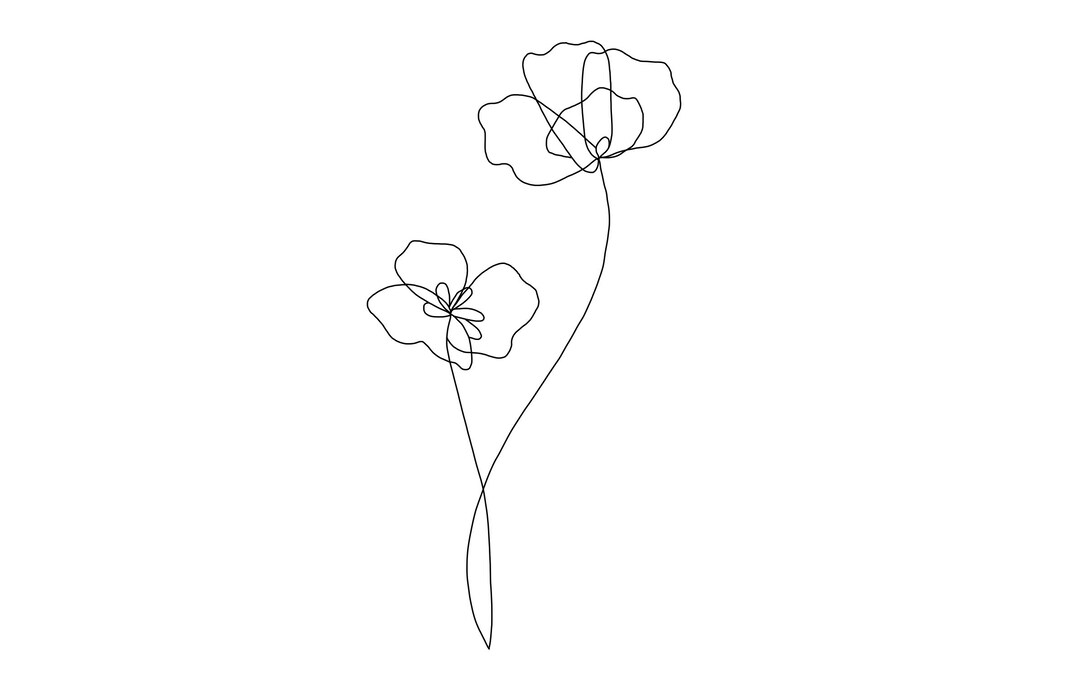 Flower Line Art, Floral Print Art, Printable Line Art, Minimalist ...