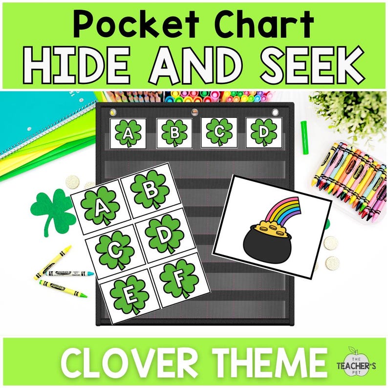 Alphabet Hide & Seek Pocket Chart Cards Bundle Learning the Alphabet ...