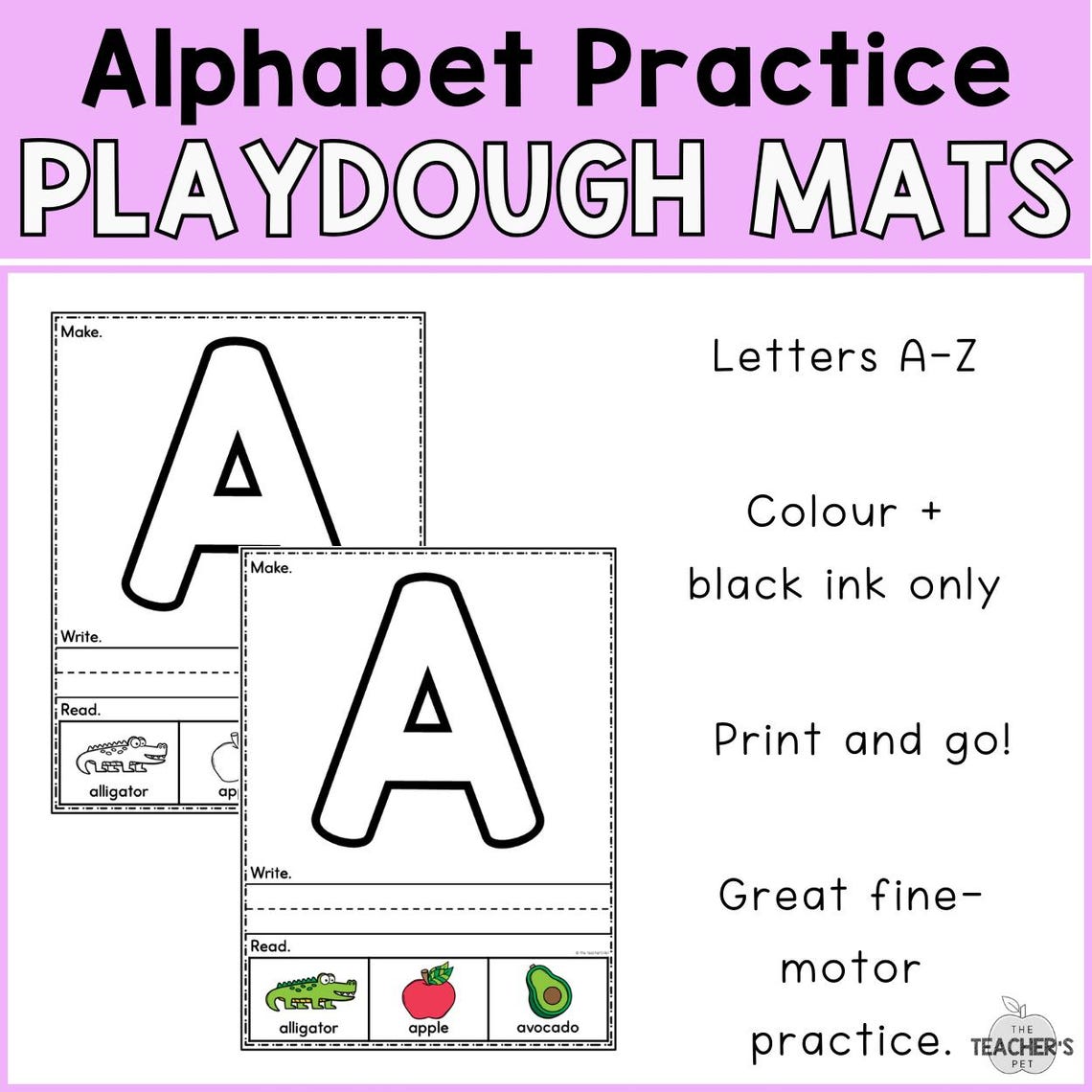 Alphabet Pages Playdough Letter Mats Letter Recognition Plus Writing ...