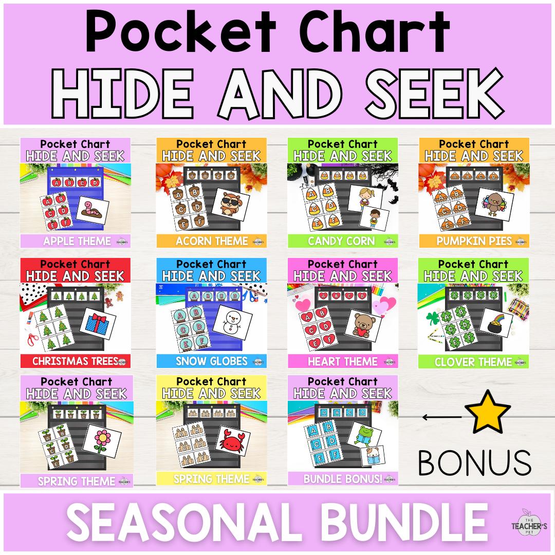 Alphabet Hide & Seek Pocket Chart Cards Bundle Learning the Alphabet ...