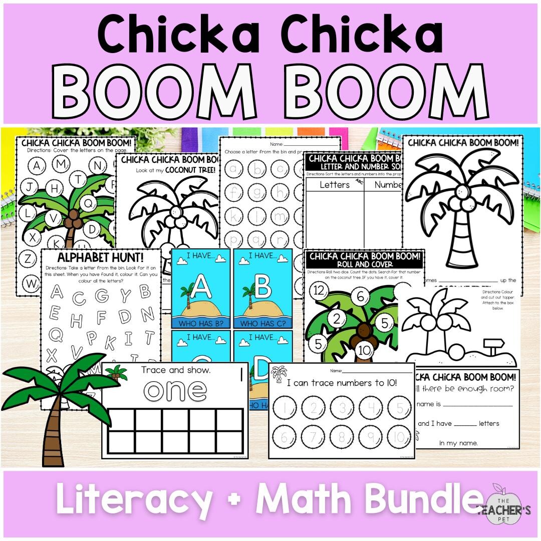 Chicka Chicka Boom Boom Literacy and Math Activities for Kindergarten ...