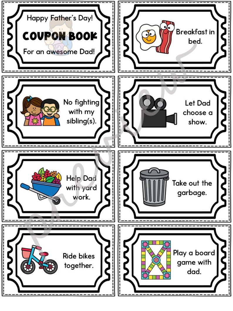 Coupon Book for Dad, Father's Day Gift From Kids, Printable Coupon Book ...