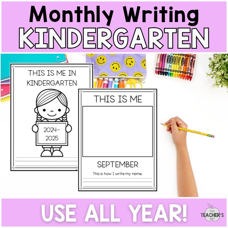 KINDERGARTEN MONTHLY WRITING | Writing and Drawing Pages for ...