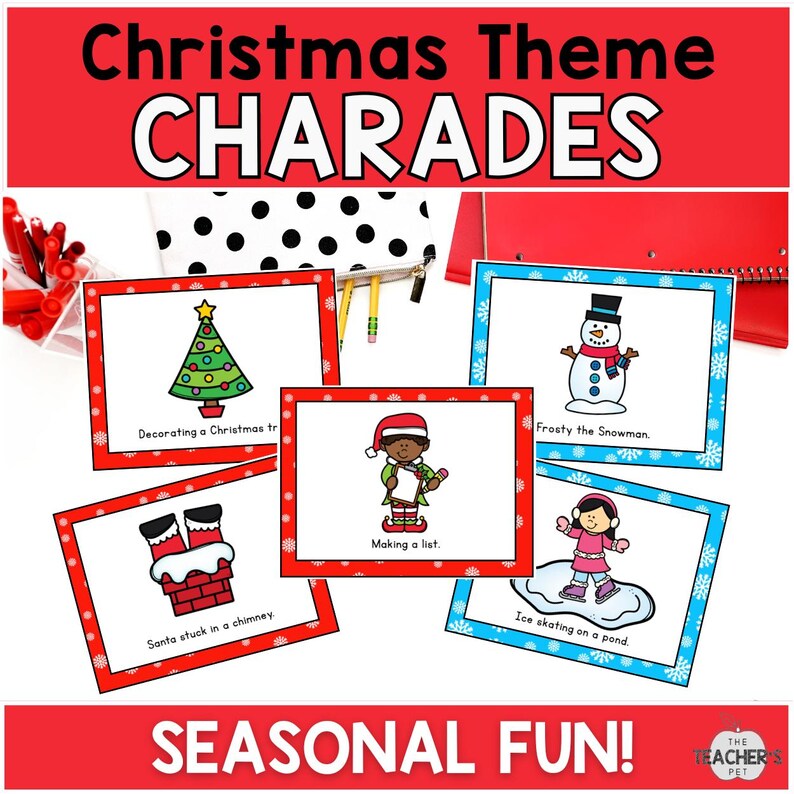 Christmas Charades 36 Christmas and Winter Charades Cards Christmas ...