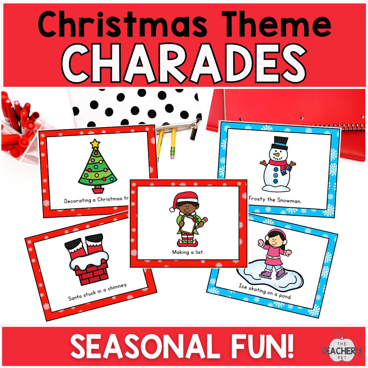 Christmas Charades 36 Christmas and Winter Charades Cards Christmas ...