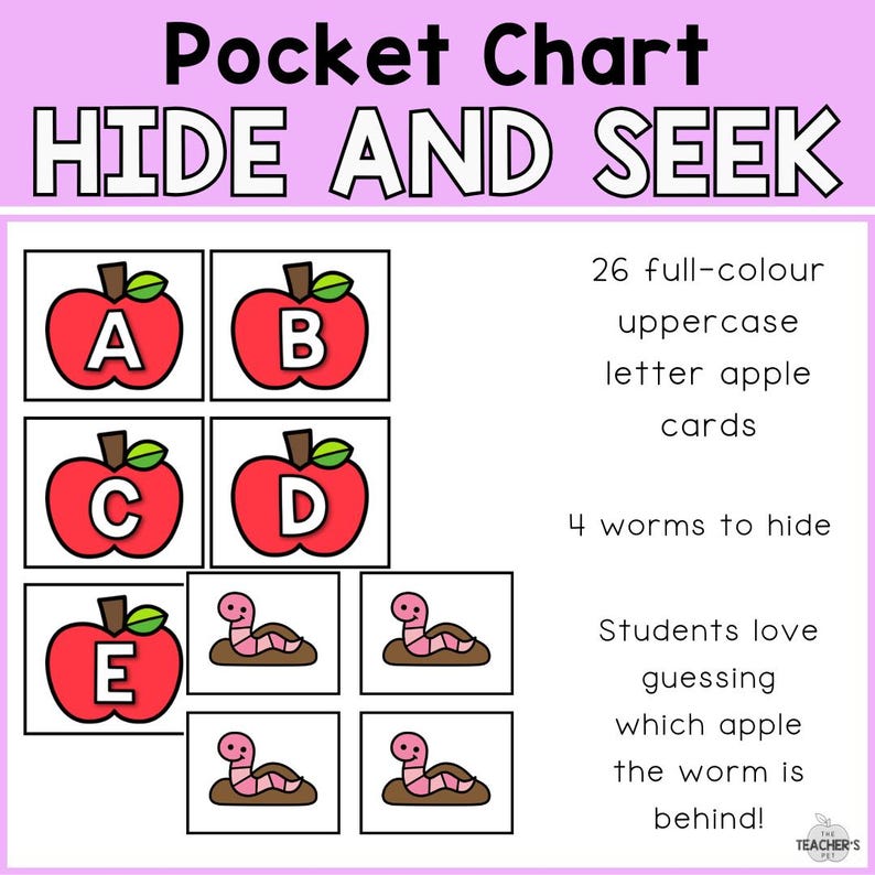 Alphabet Hide & Seek Pocket Chart Cards Bundle Learning the Alphabet ...