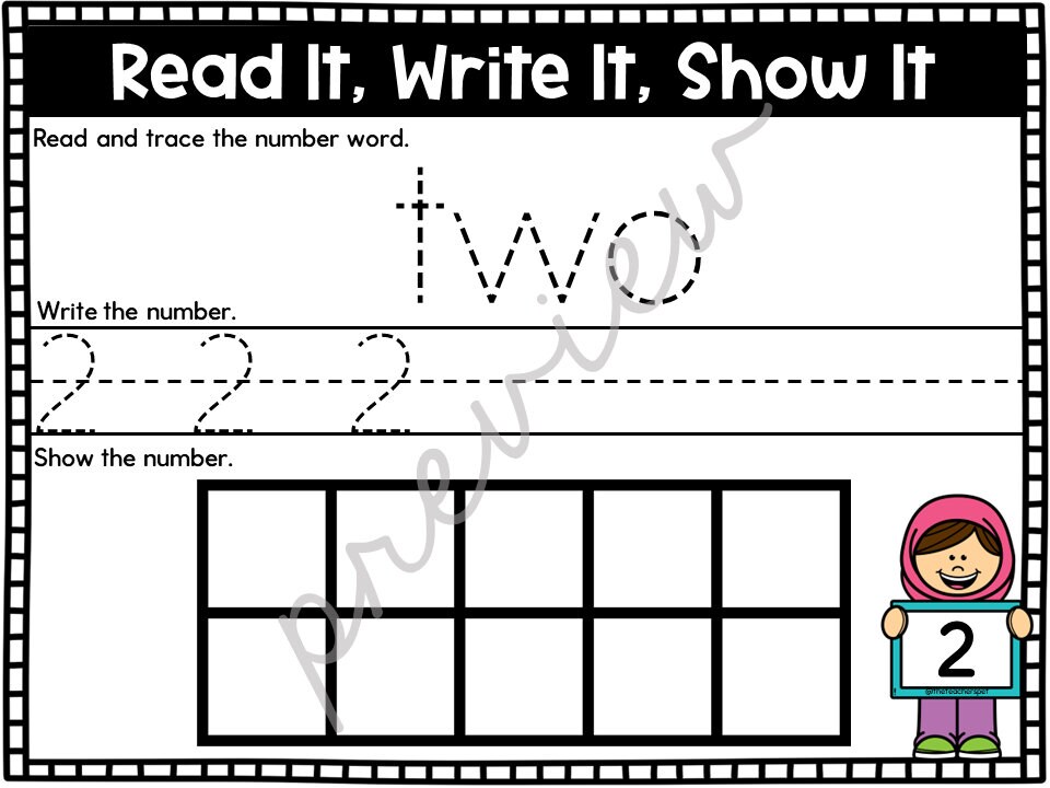 Number Worksheets Printable Kindergarten Numbers to 10 Math Counting ...