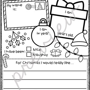 Letter to Santa Coloring Page, Kids Christmas Wish List, Printable ...