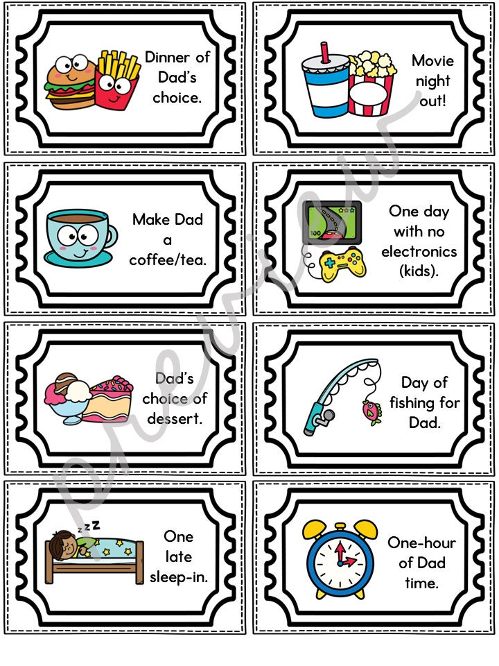 Coupon Book for Dad, Father's Day Gift From Kids, Printable Coupon Book ...