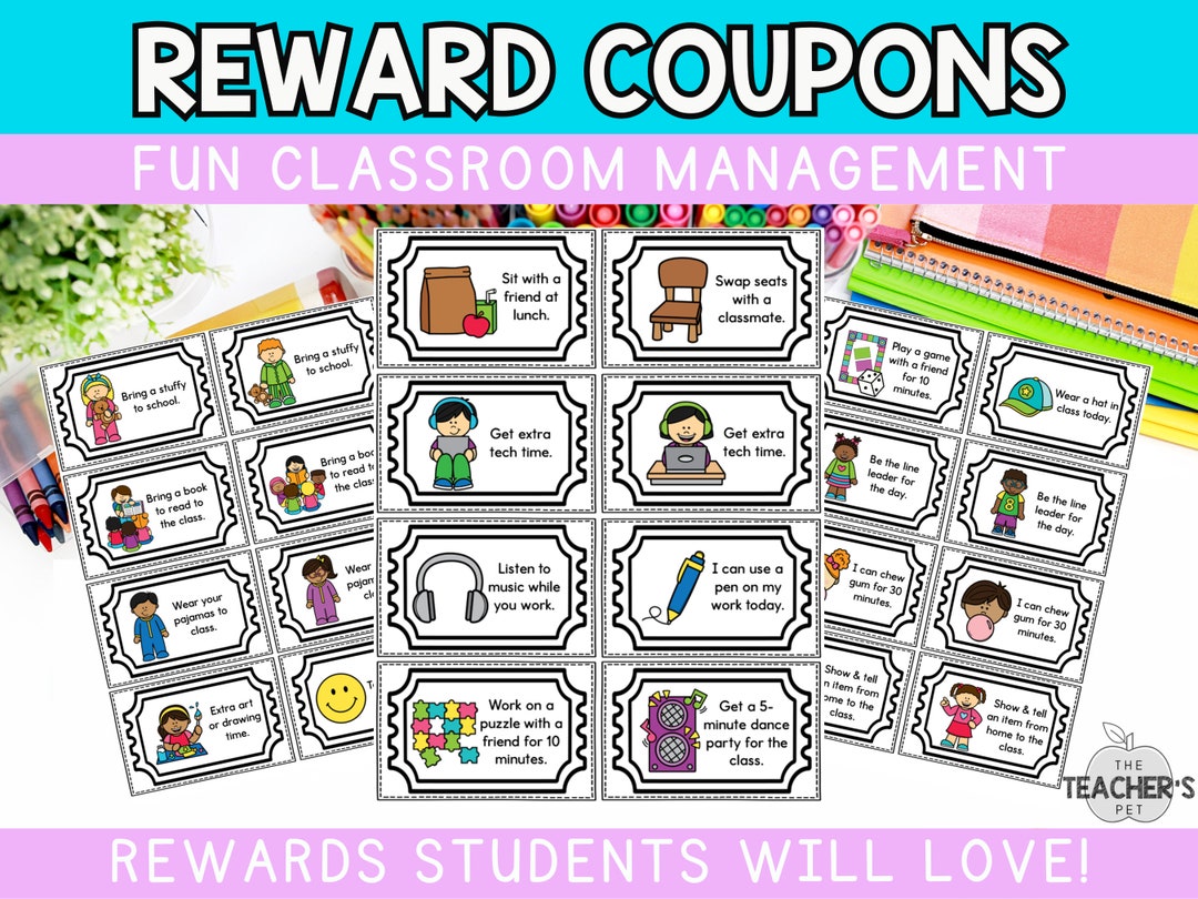 CLASSROOM MANAGEMENT Classroom Reward Coupons Student Reward Cards ...