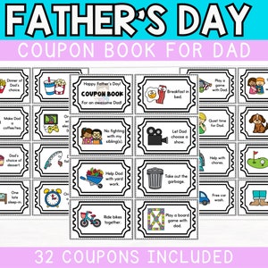 Coupon Book for Dad, Father's Day Gift From Kids, Printable Coupon Book ...