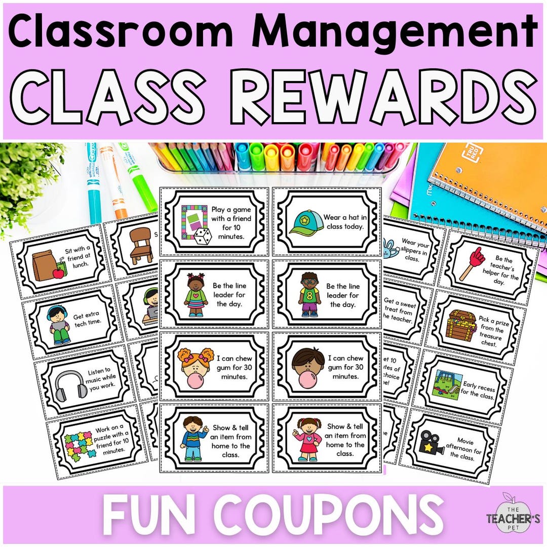 CLASSROOM MANAGEMENT Classroom Reward Coupons Student Reward Cards ...