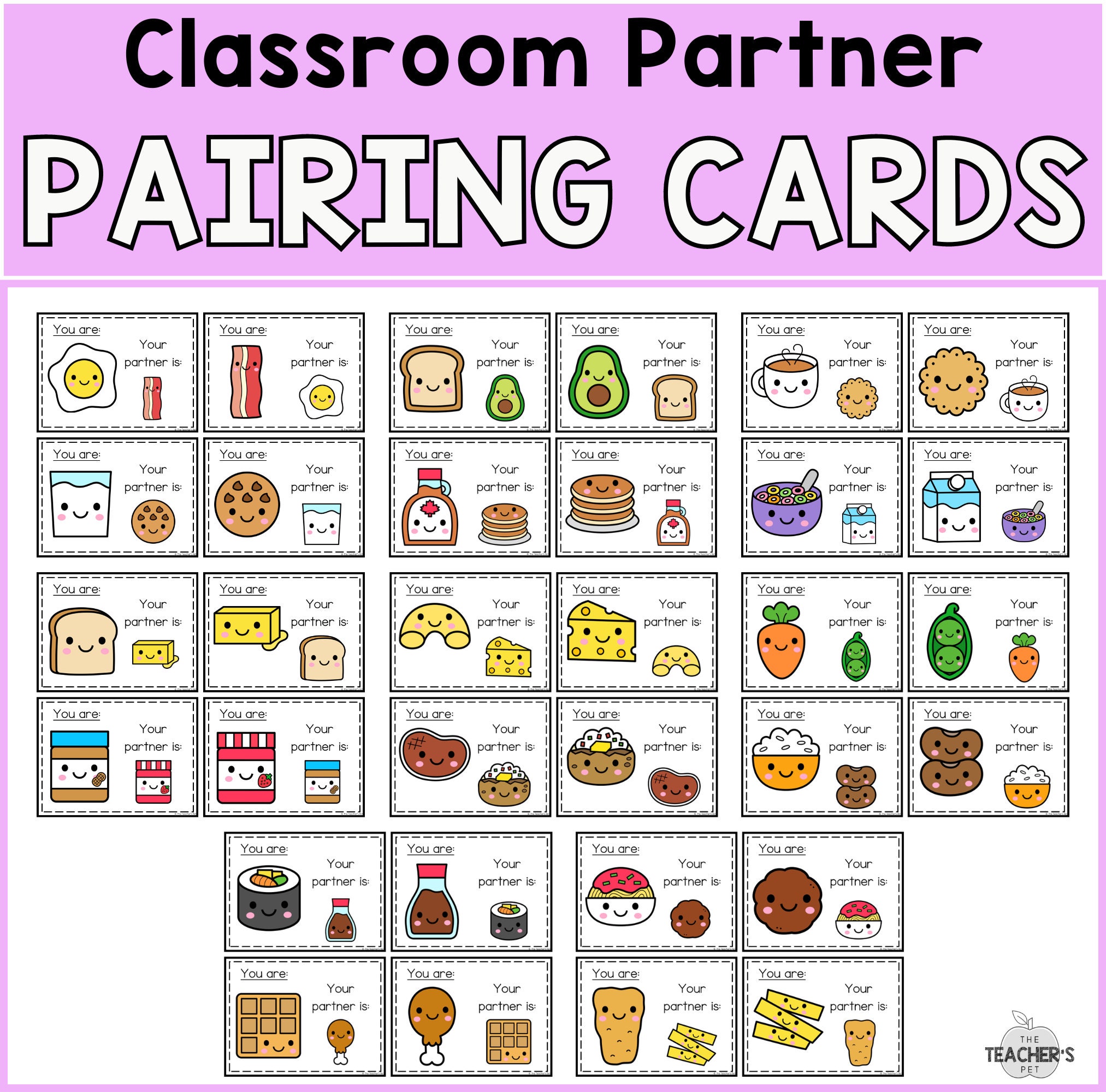 Partner Pairing Cards Pairing Students Classroom Management Strategy ...