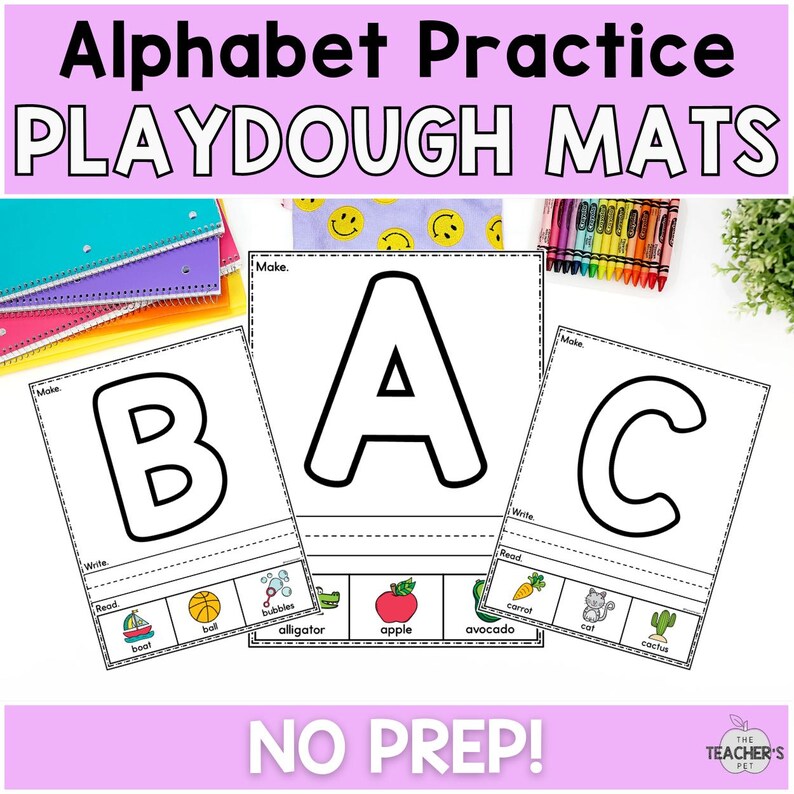 Alphabet Pages Playdough Letter Mats Letter Recognition Plus Writing ...