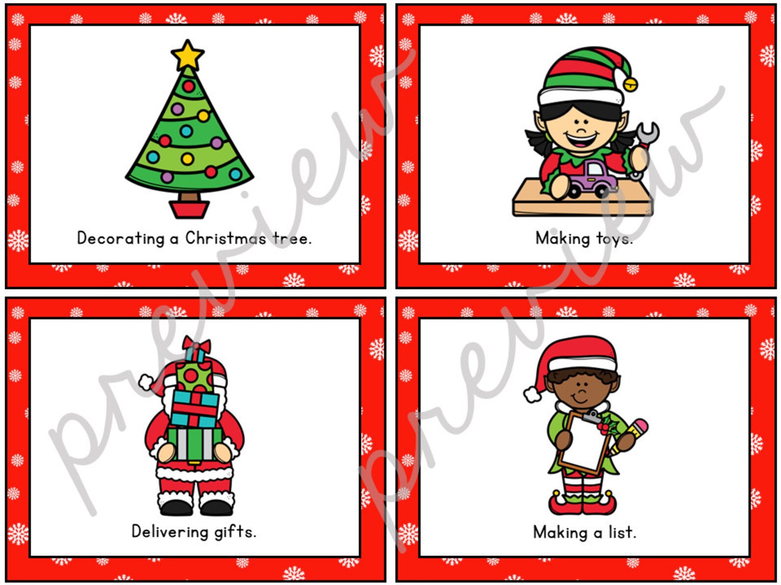 Christmas Charades 36 Christmas and Winter Charades Cards Christmas ...