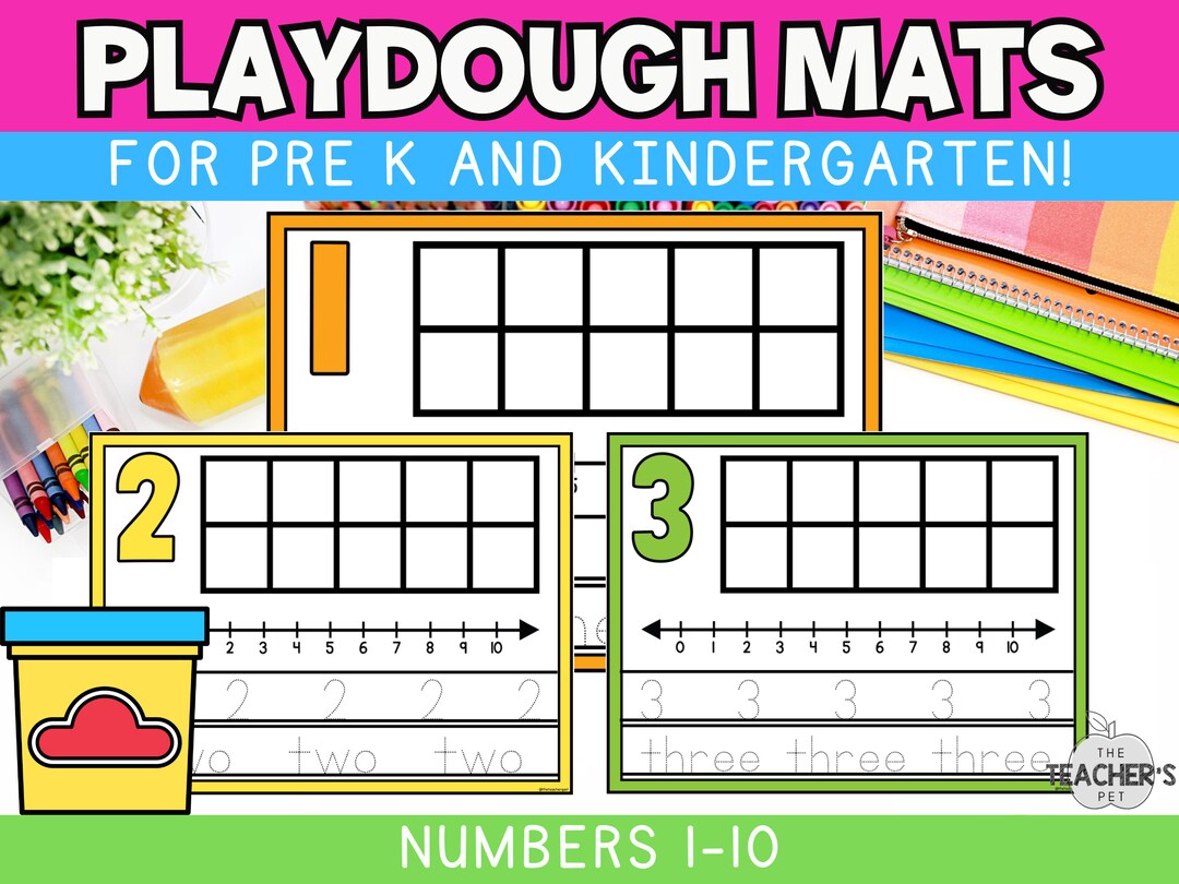 Playdough Number Mats Numbers 1-10 With Ten Frame and Number - Etsy
