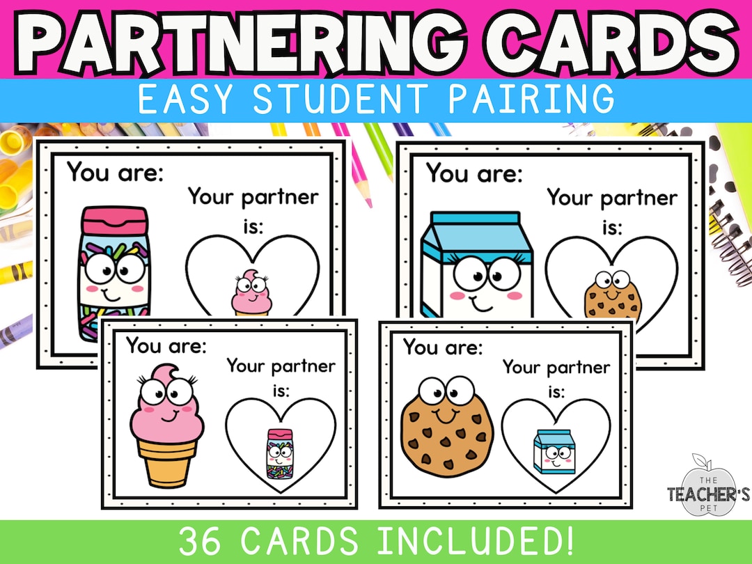 Partner Pairing Cards Pairing Students Classroom - Etsy