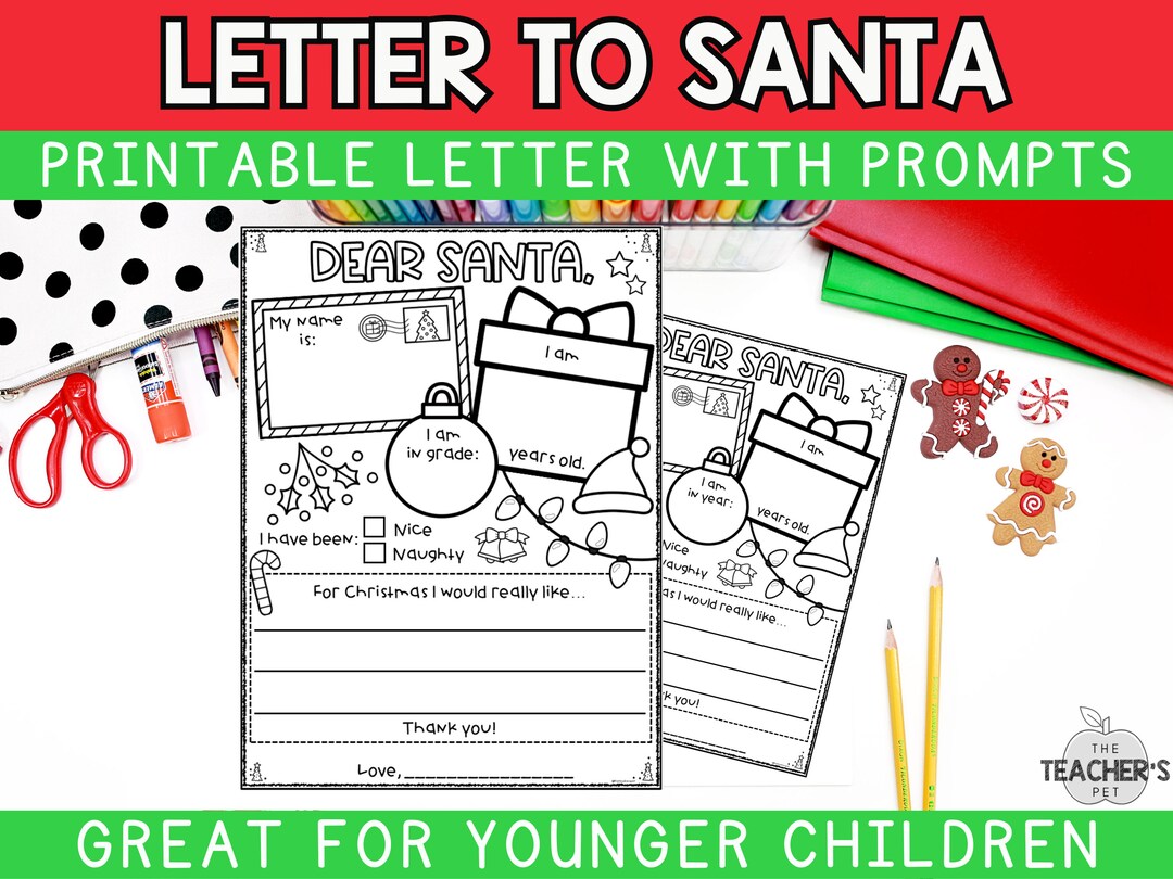 Letter to Santa Coloring Page Kids Christmas Wish List - Etsy