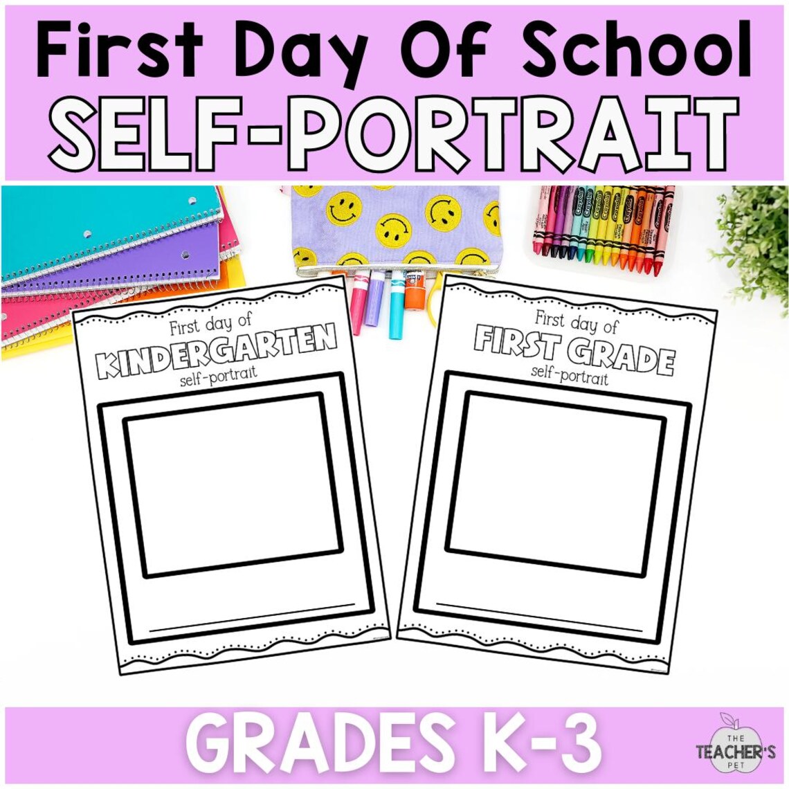 BACK TO SCHOOL Self Portrait Template First Day of School Activity for ...