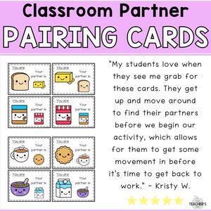 Partner Pairing Cards Pairing Students Classroom Management Strategy ...