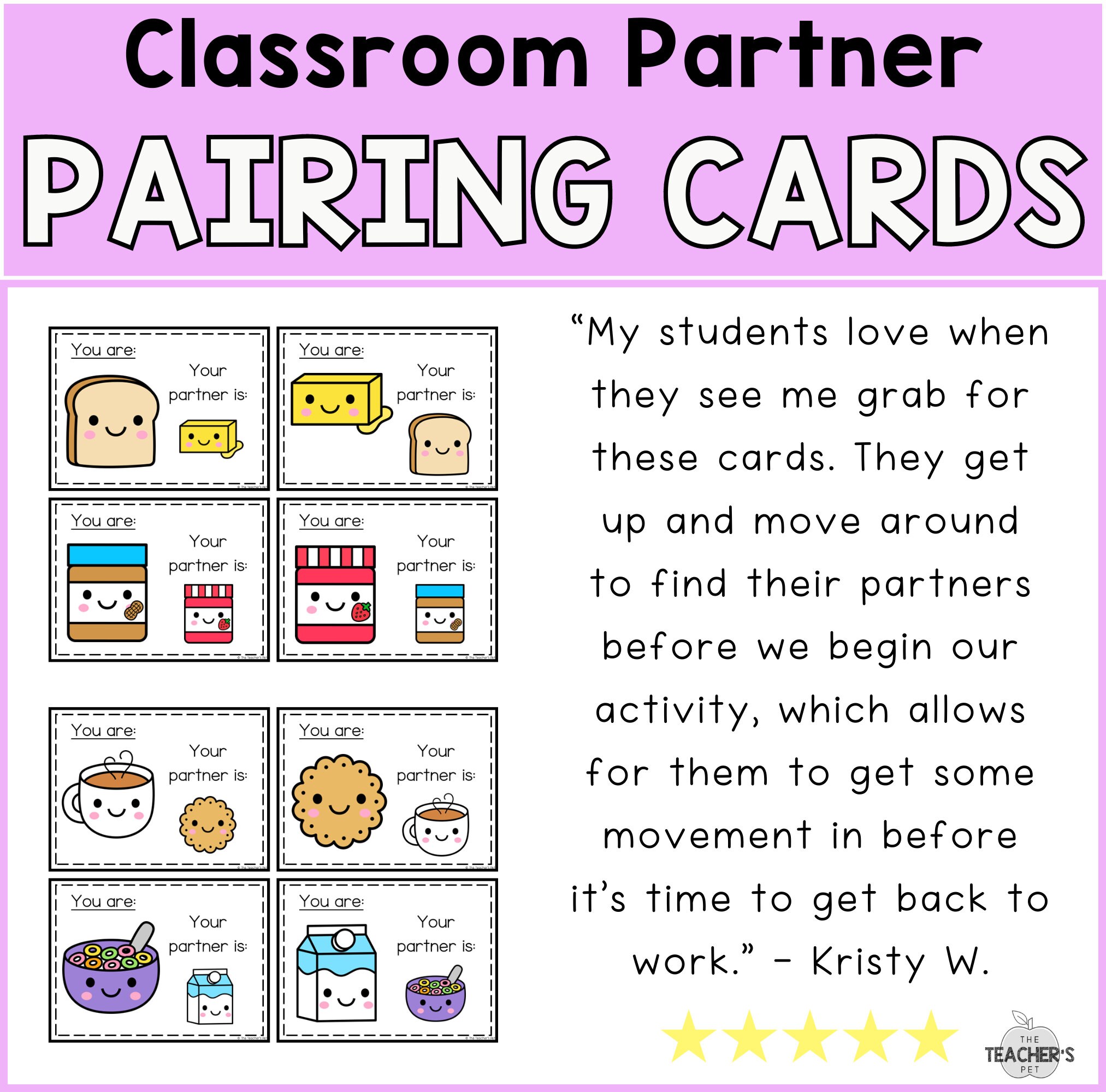 Partner Pairing Cards Pairing Students Classroom Management Strategy ...