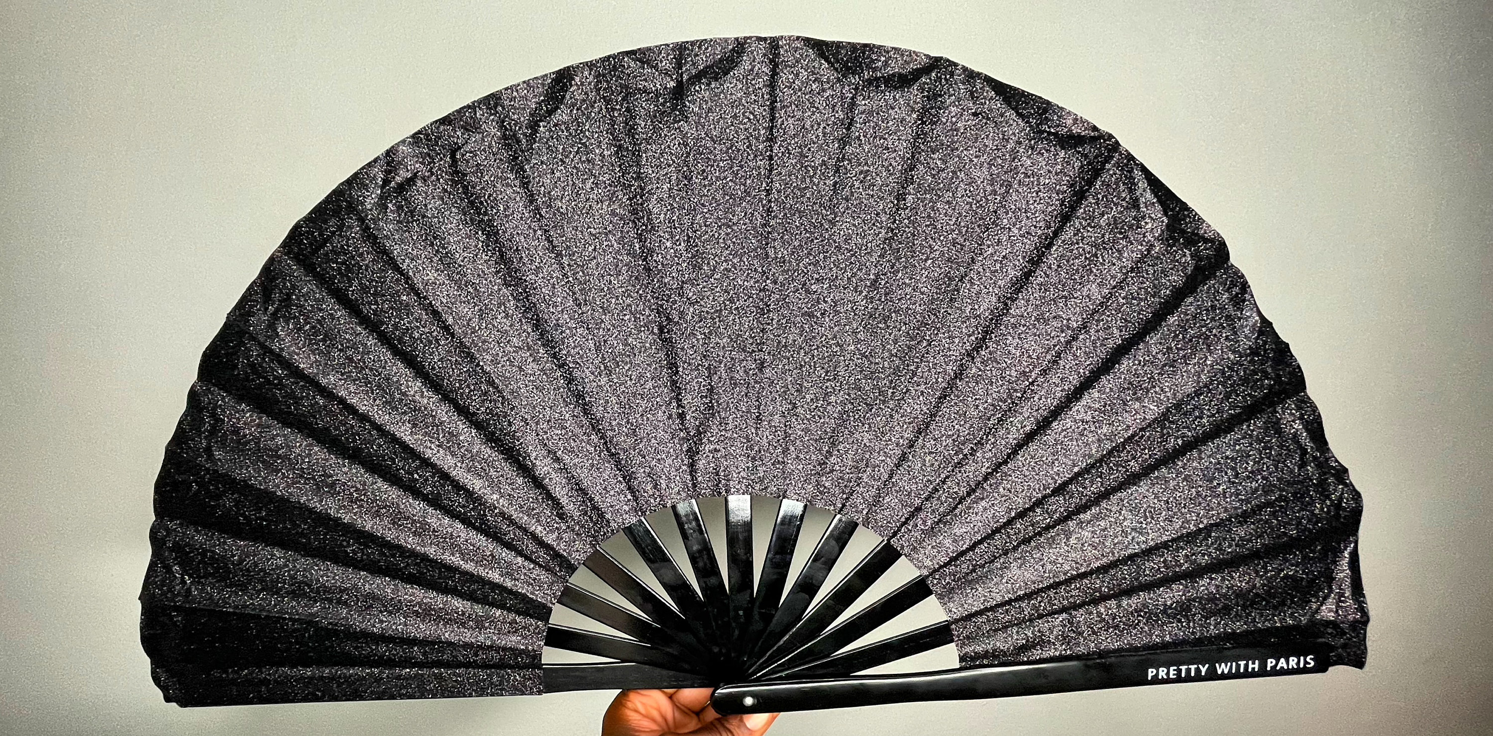 Large Glitter Bamboo Hand Fan - Etsy